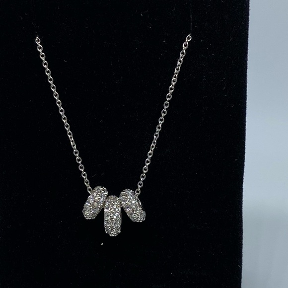 Jewelry | Three Pave Donuts Silver Necklace | Poshmark